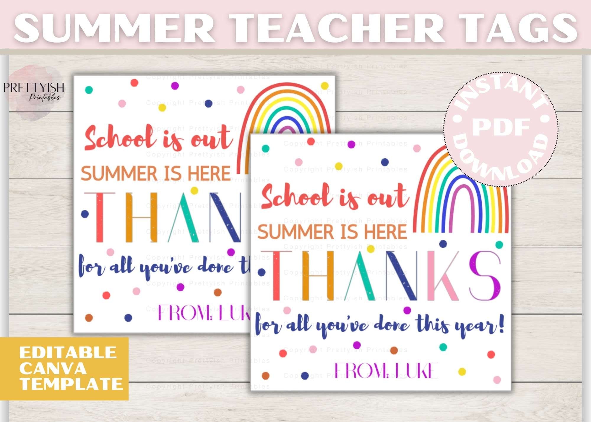 Printable Teacher Gift for Summer, End of School Year Teacher Gift, End ...