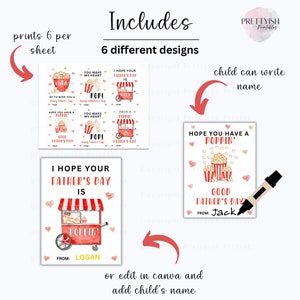 Fathers Day Popcorn Tag, Fathers Day Handout, Fathers Day Gift ...