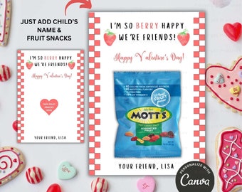 Valentine Day Fruit Snack Card Printable, Classroom Valentines Day ...