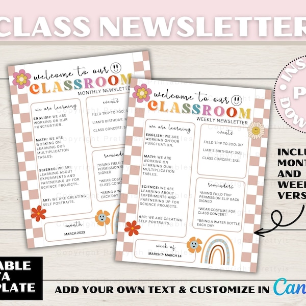 Weekly Preschool Newsletter Template - Etsy