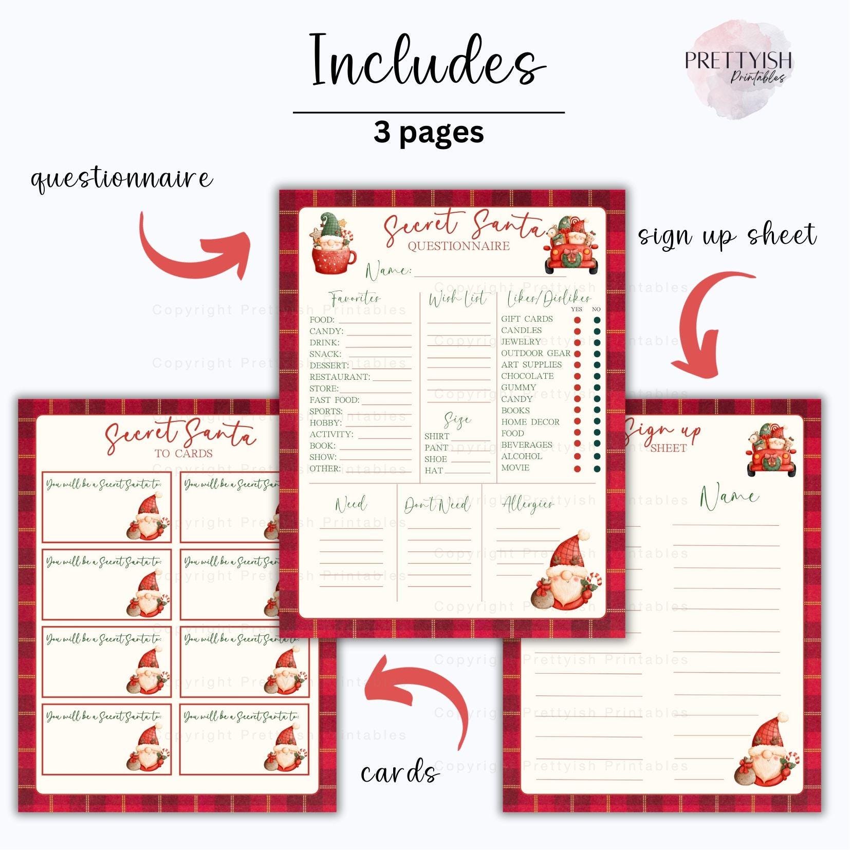 Editable Secret Santa Questionnaire Template Work, Office, Family Gift ...