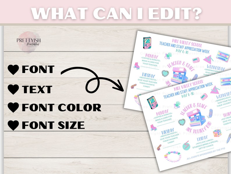 Editable 90s Theme Teacher and Staff Appreciation Week Flyer, Printable ...