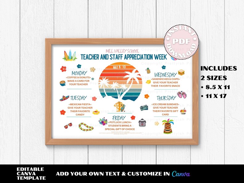 Editable Teacher and Staff Appreciation Week Printables, Printable for ...