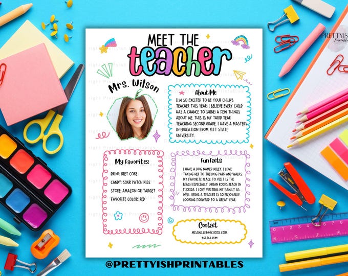 Groovy Boho Meet the Teacher Template - Etsy Canada