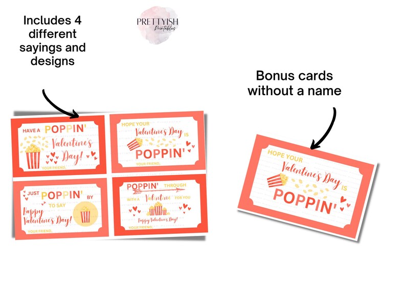 Popcorn Valentine Printable, Printable Valentine Cards, Kids Valentine ...