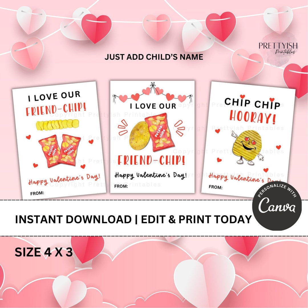 Friendchip Valentine Printable, Printable Valentine Cards, Kids ...