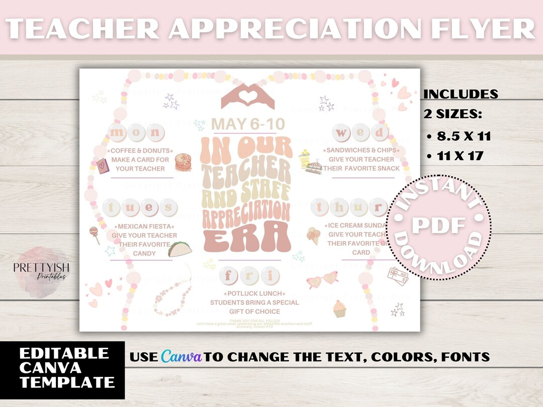 Editable Teacher and Staff Appreciation Week Printables, Printable for ...