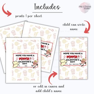 Popcorn Valentine Printable, Printable Valentine Cards, Kids Valentine ...