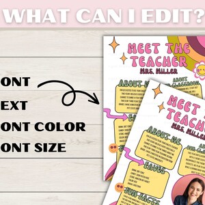 Meet the Teacher Editable Template Printable I Meet the Teacher Retro ...