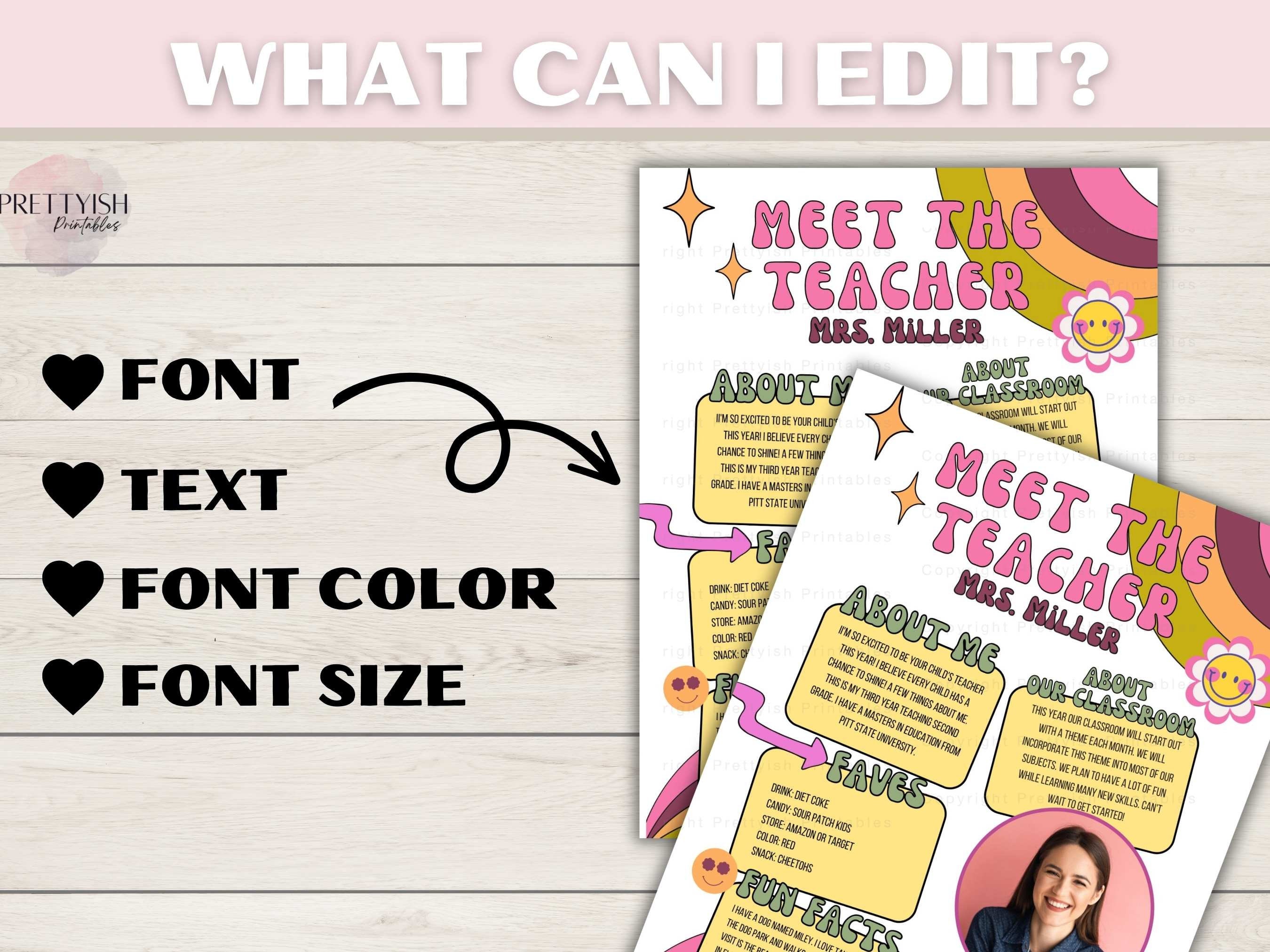 Meet the Teacher Editable Template Printable I Meet the Teacher Retro ...