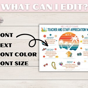 Editable Teacher and Staff Appreciation Week Printables, Printable for ...