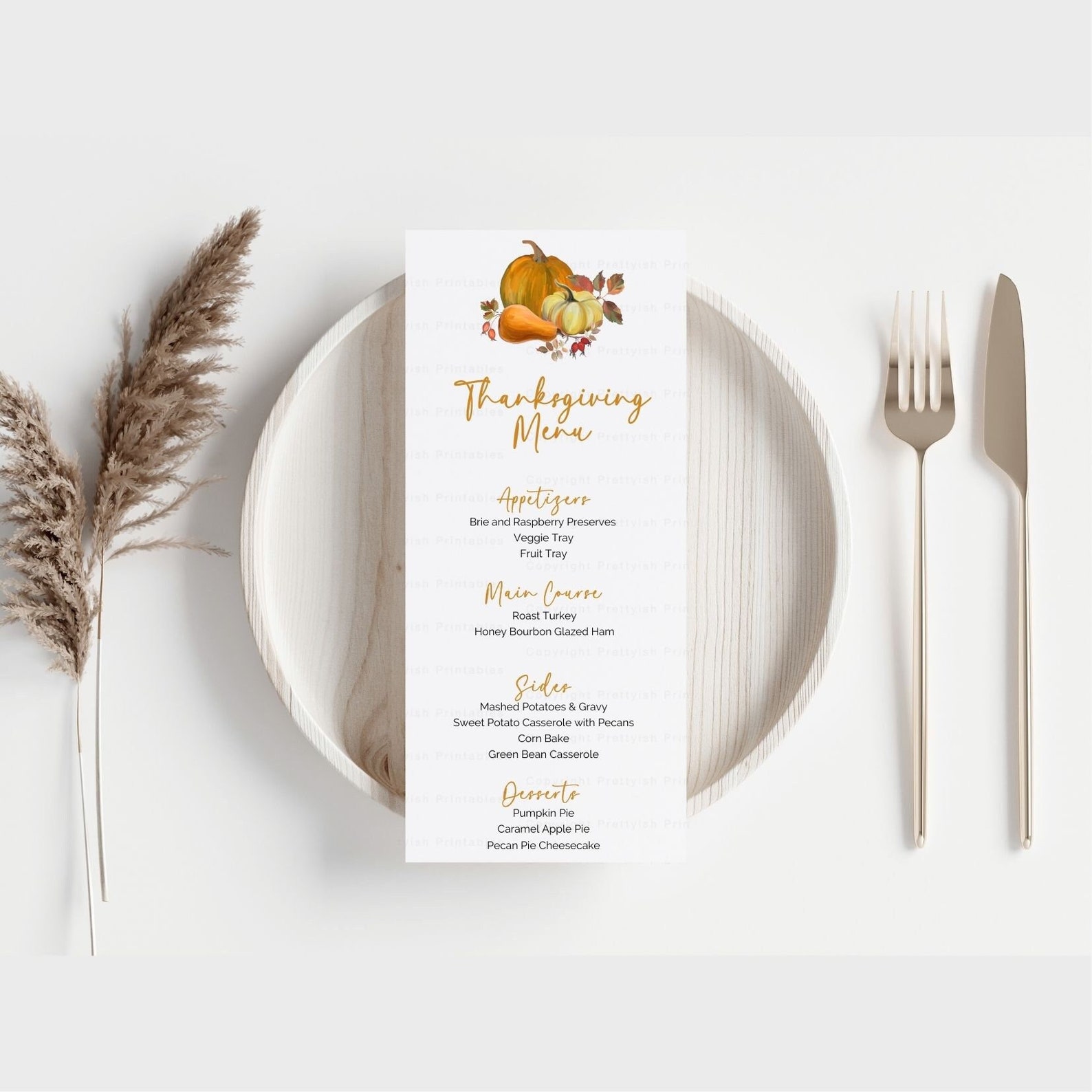 Thanksgiving Menu Editable Template, Thanksgiving Menu, Fall Autumn ...