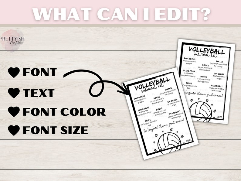 Volleyball Survival Kit Printable, Gift Bag Printable, Printable ...