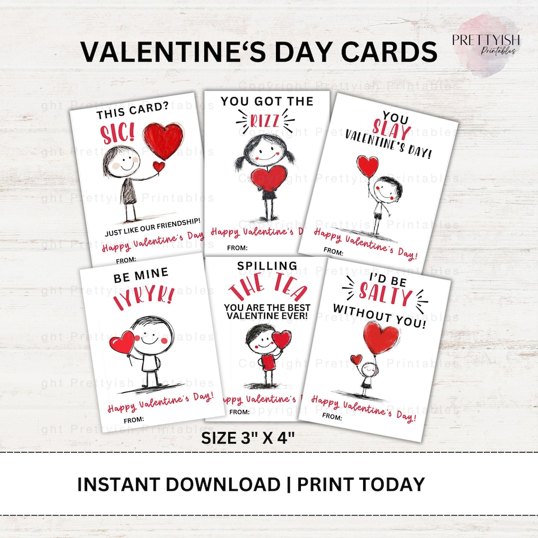 Printable Funny Valentine's Day Cards, Slang Kids Valentine Classroom ...