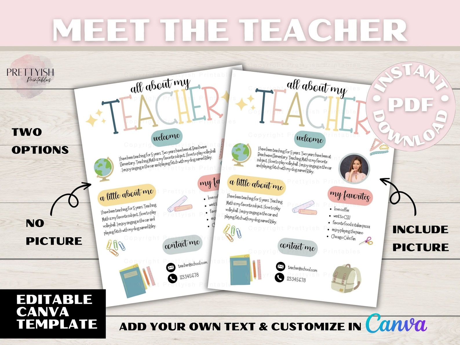 Meet the Teacher Template, Editable Teacher Printable, Back to School ...
