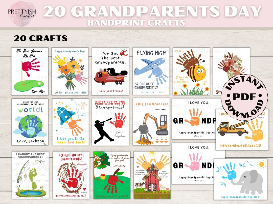 Grandparents Day Handprint Craft Art Bundle, Grandparents Day Footprint ...