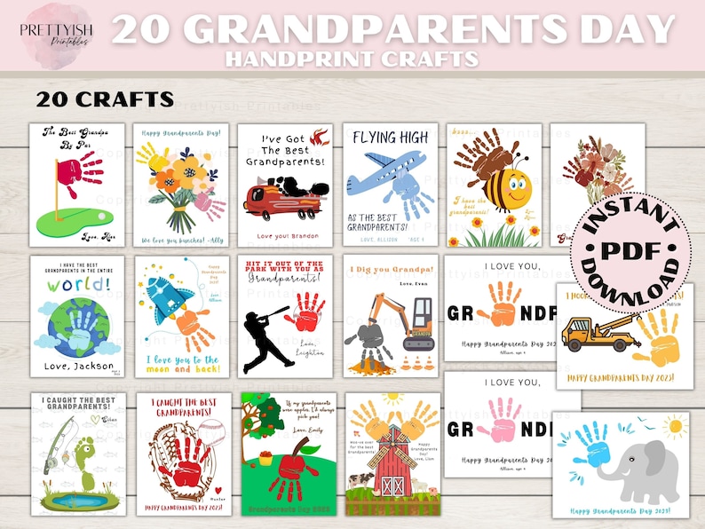 Grandparents Day Handprint Craft Art Bundle, Grandparents Day Footprint ...