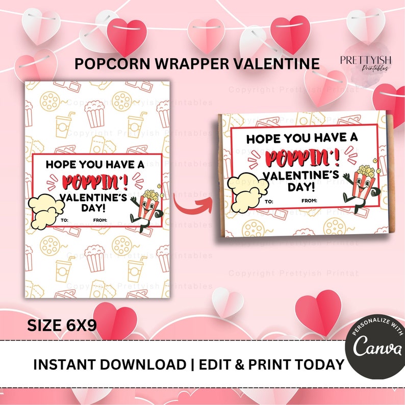 Popcorn Valentine Printable, Printable Valentine Cards, Kids Valentine ...