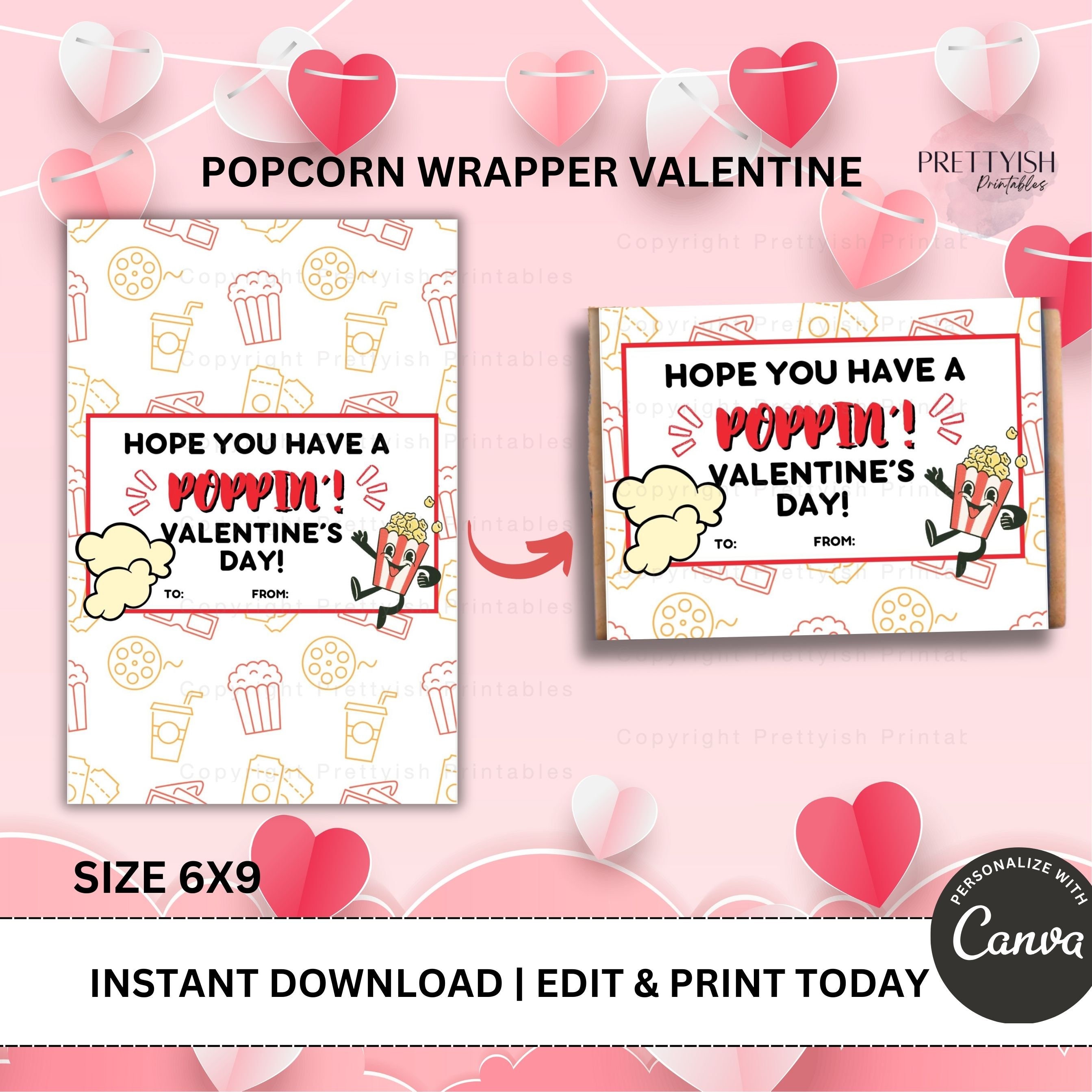 Popcorn Valentine Printable, Printable Valentine Cards, Kids Valentine ...