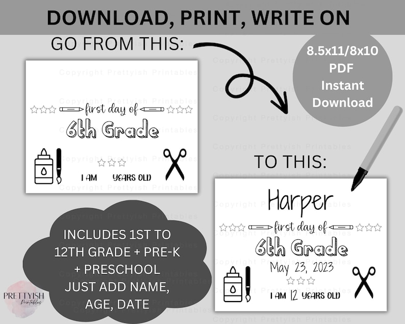 First Day of School Sign Instant Download Last Day of - Etsy