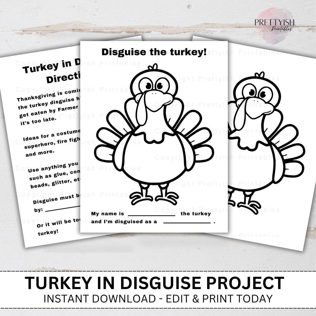 Turkey in Disguise Project, Turkey Printable, Thanksgiving Game, Turkey ...