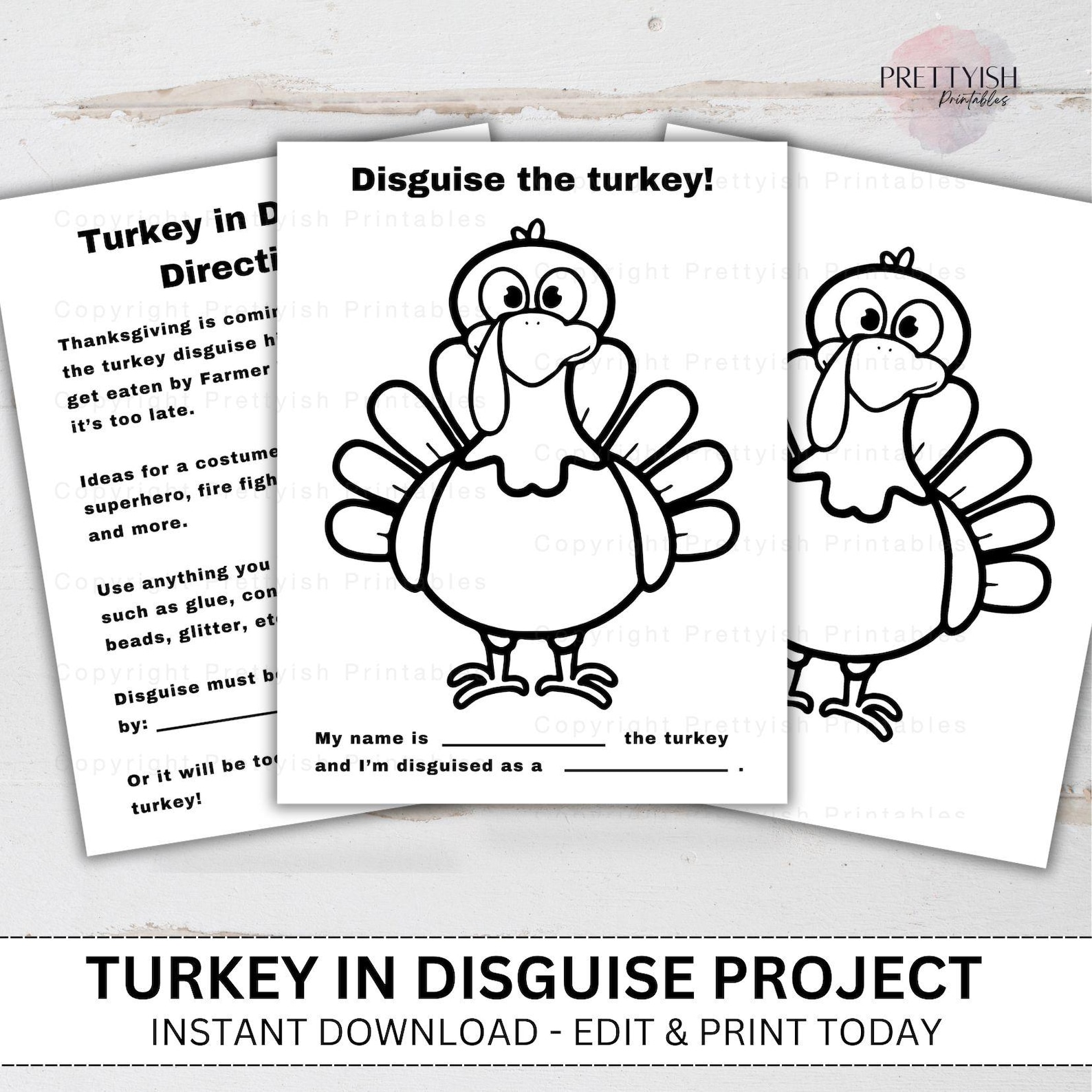 Turkey in Disguise Project, Turkey Printable, Thanksgiving Game, Turkey ...
