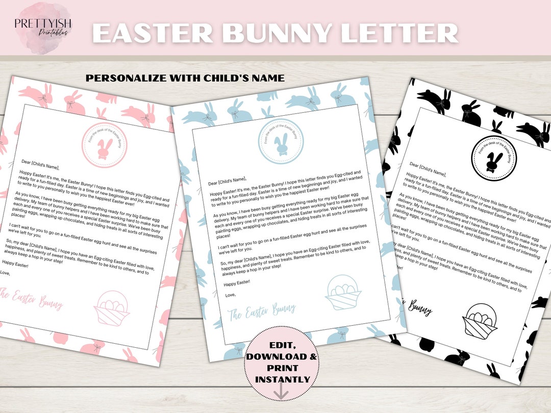 Easter Bunny Letter, Personalized Easter Bunny Letter, Letter From ...
