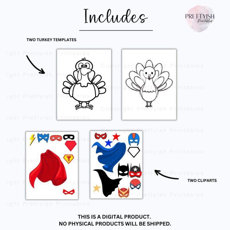 Turkey Disguise Superhero Template Printable for Thanksgiving School ...