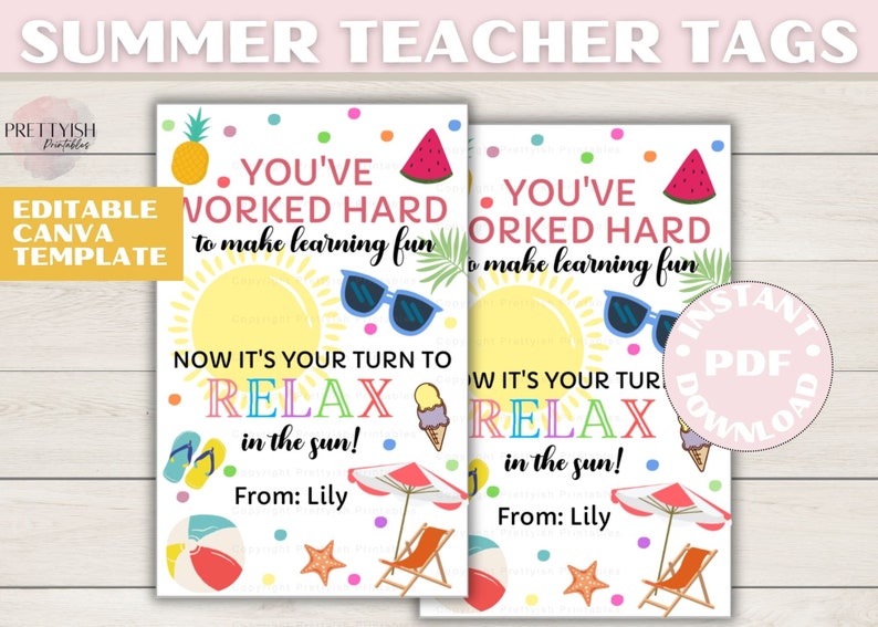 Editable Summer Teacher Appreciation Gift Tag Kids Your Turn - Etsy