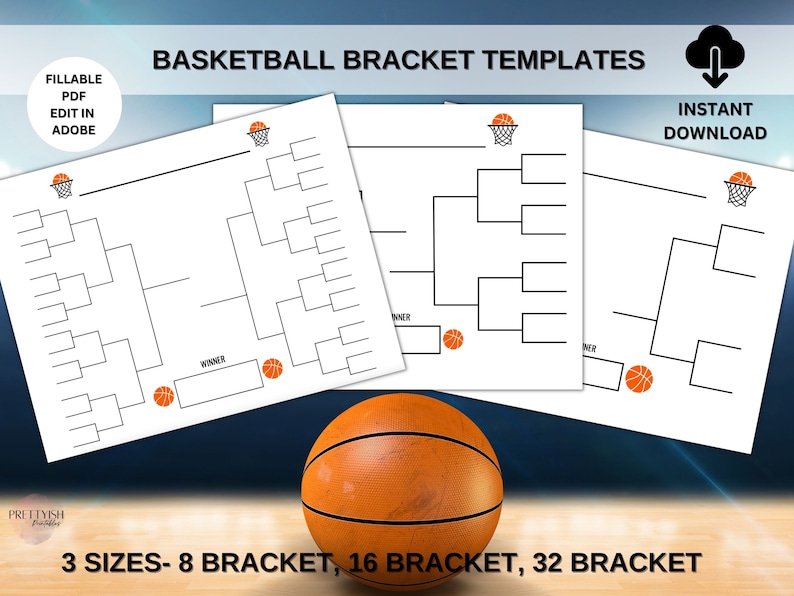 Basketball Sports Bracket Template Tournament Bracket Editable Bracket ...