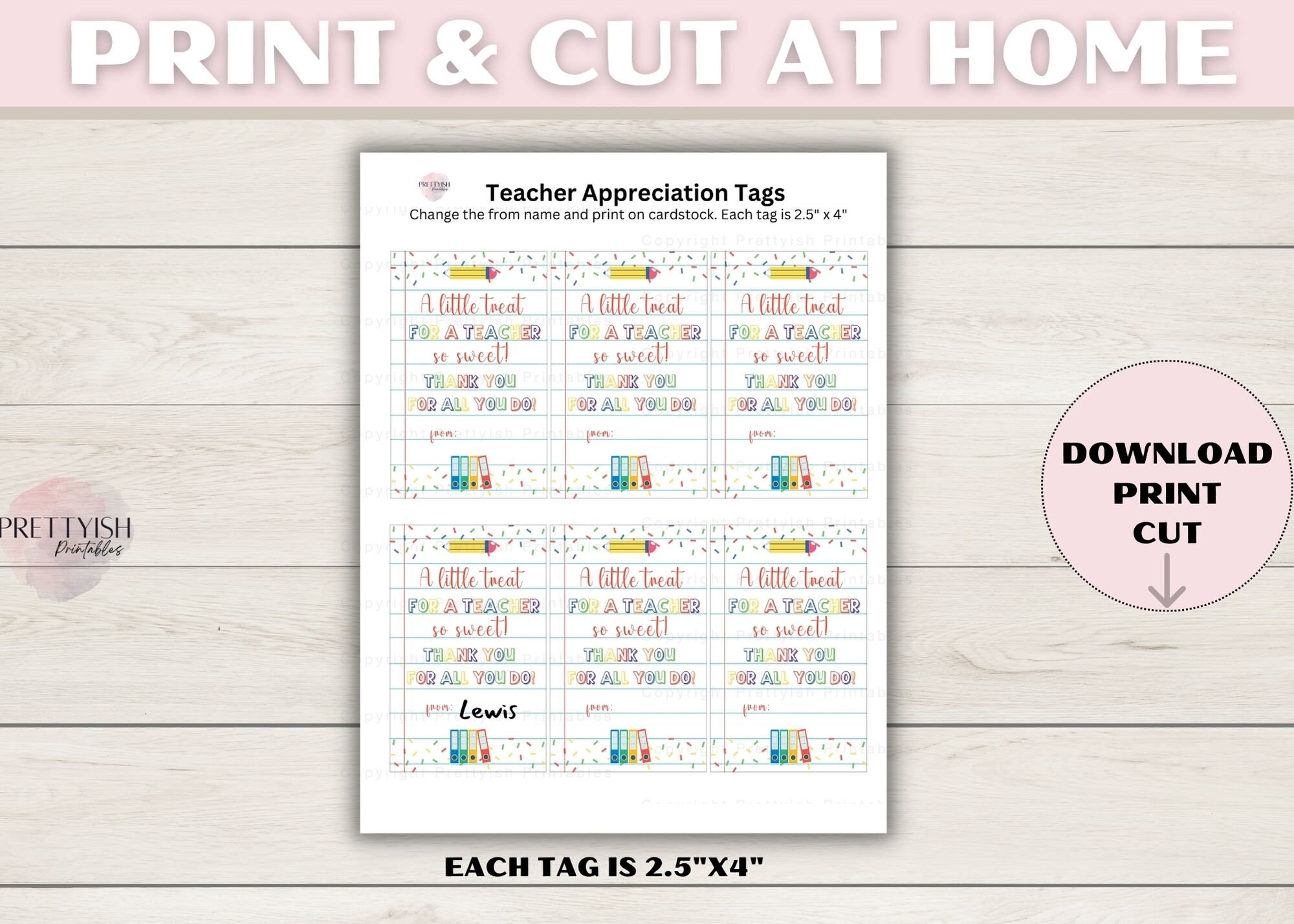 Teacher Sweet Treat Tag, Teacher Appreciation Thank You Tags, Teacher ...