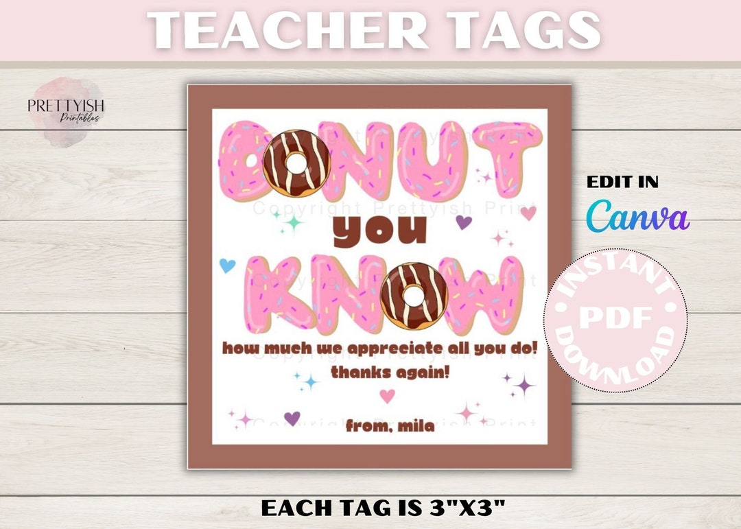 EDITABLE Teacher Appreciation Gift Tag, Staff Appreciation Gift Tag ...