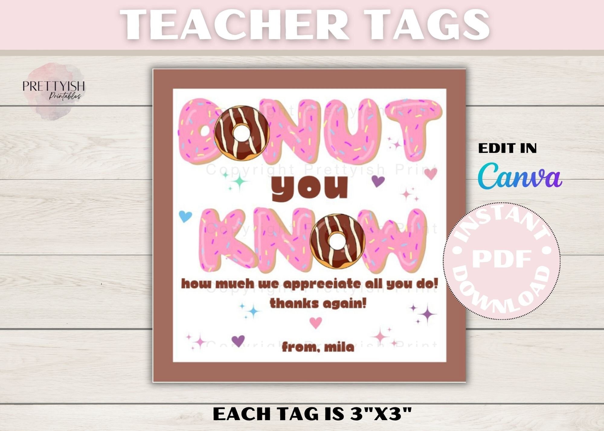 EDITABLE Teacher Appreciation Gift Tag, Staff Appreciation Gift Tag ...