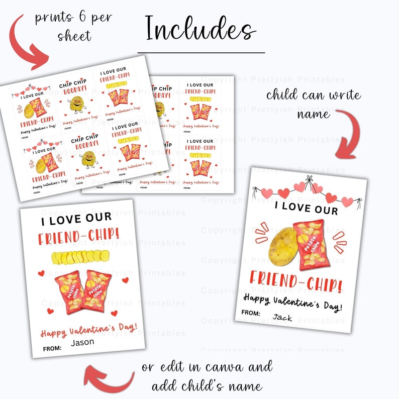 Friendchip Valentine Printable, Printable Valentine Cards, Kids ...