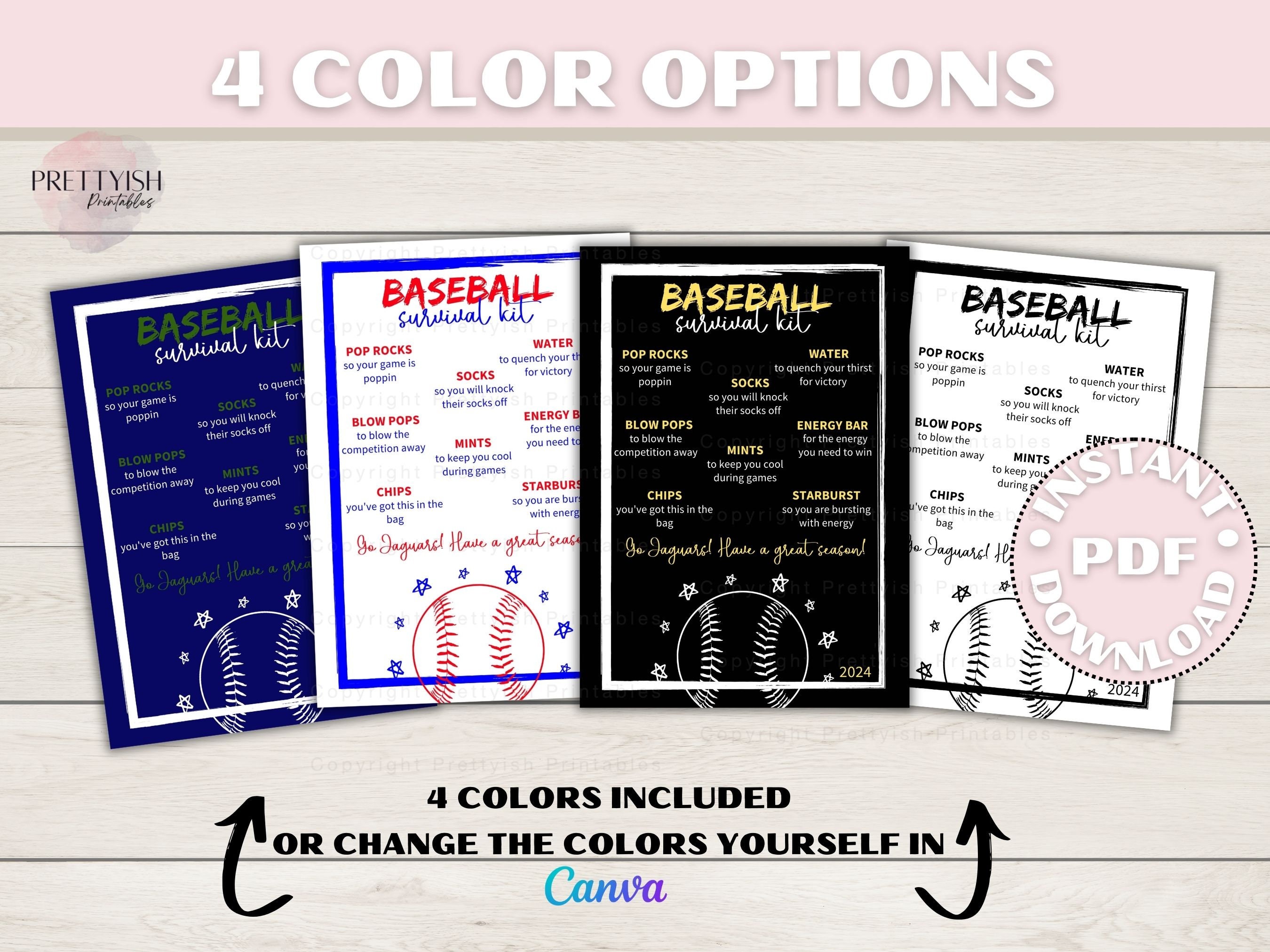 Baseball Survival Kit Printable, Gift Bag Printable, Printable Baseball ...