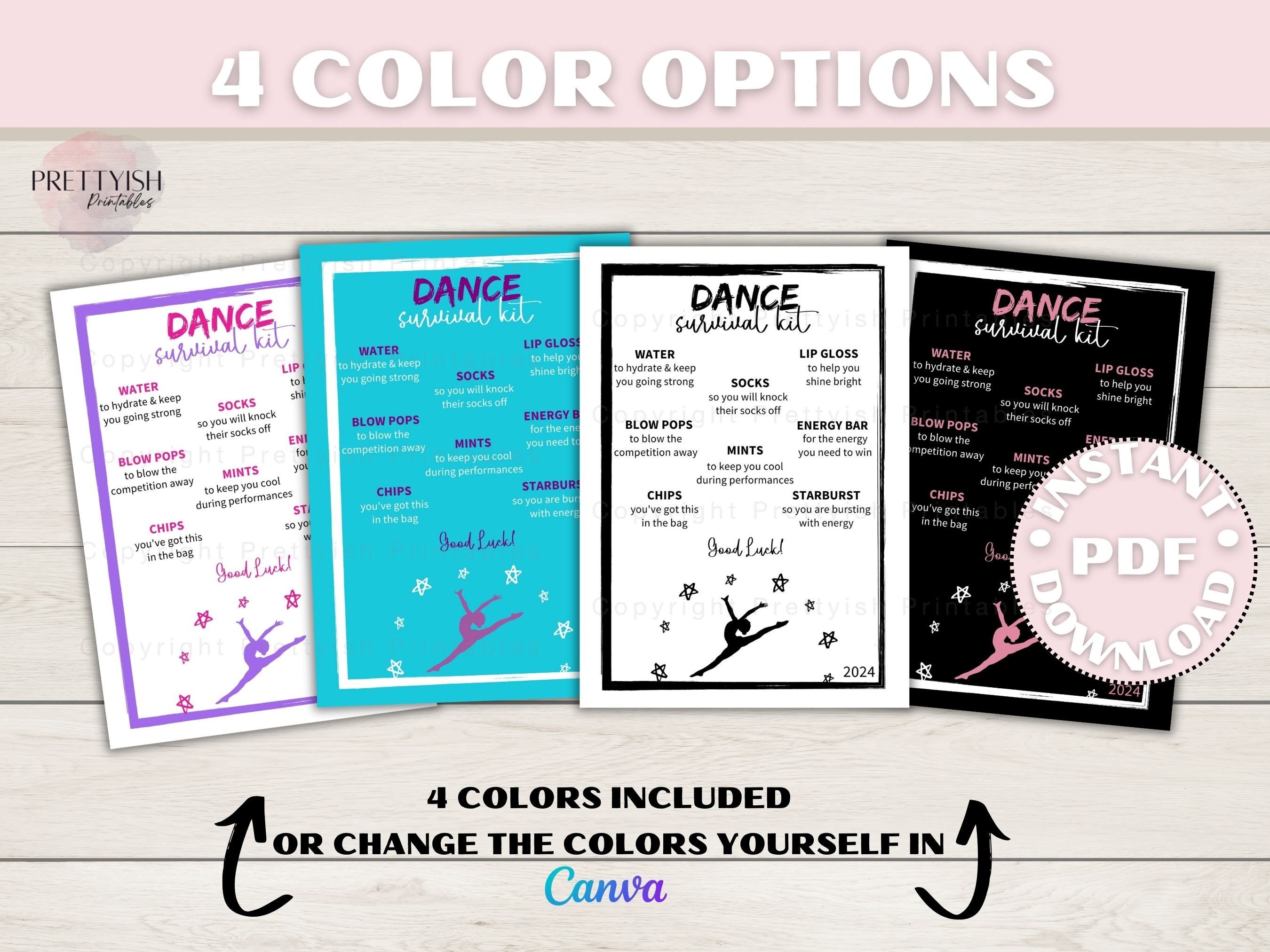 Dance Competition Survival Kit Printable, Gift Bag Printable, Printable ...
