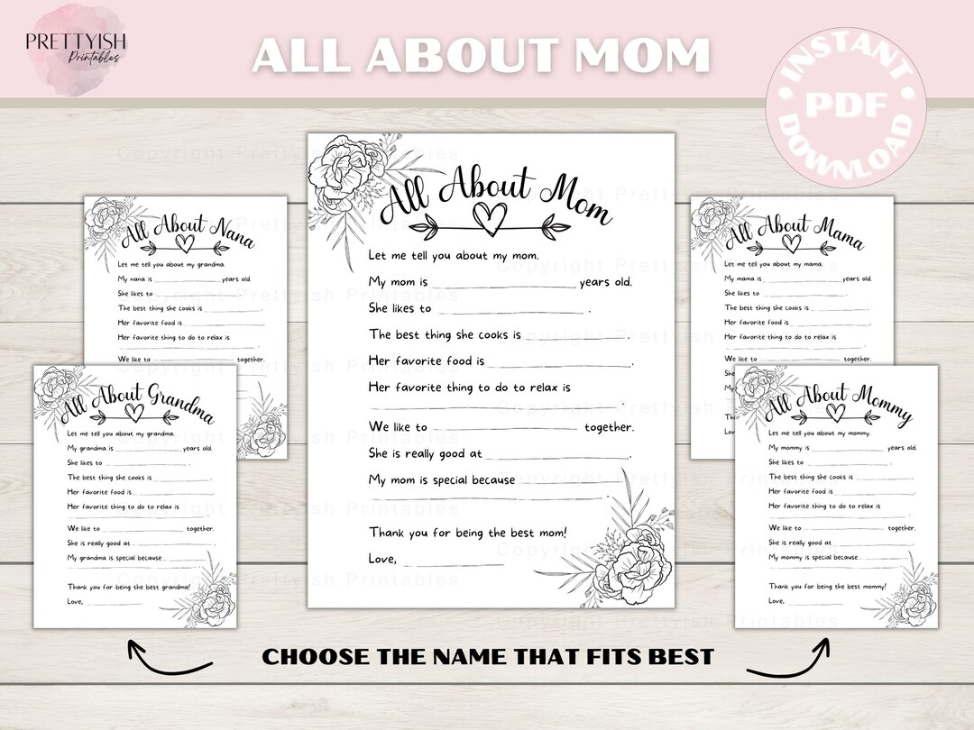 Mother's Day Printable, Mom Birthday Gift, Mother’s Birthday Activity ...