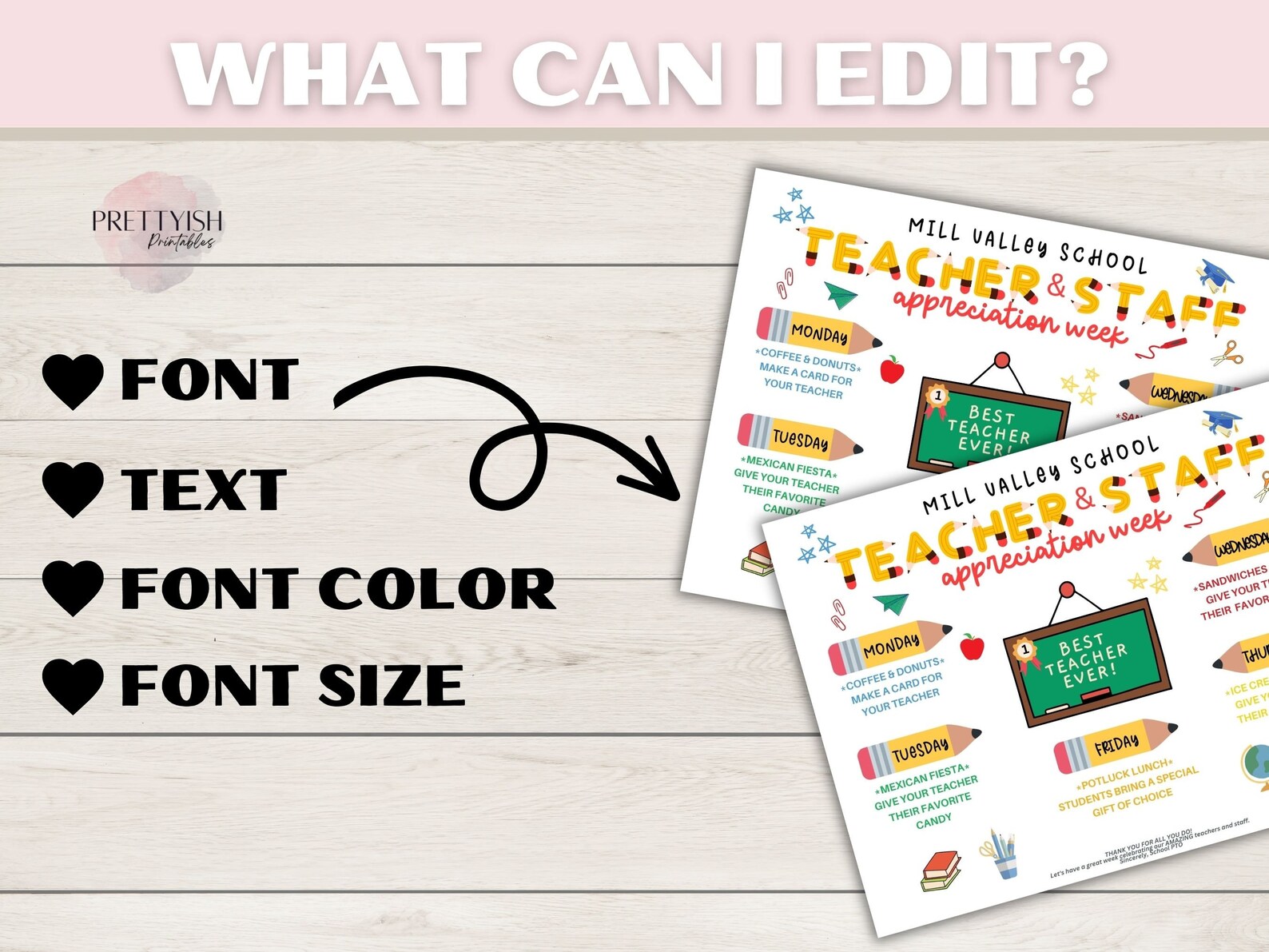 Editable Teacher and Staff Appreciation Week Printables, Printable for ...