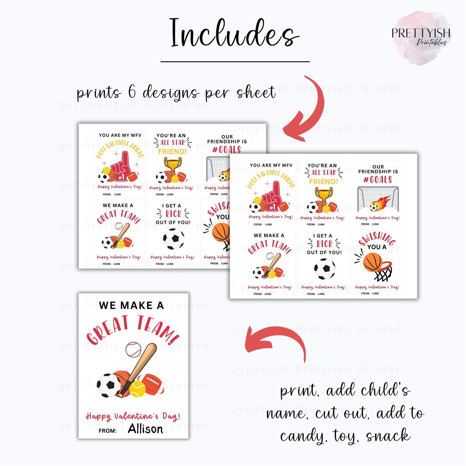 Sports Valentine Cards, Printable Classroom Valentine Card, Kids ...