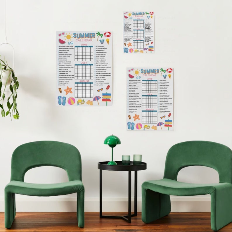 Printable Summer Calendar Poster, Summer Activities Calendar, Bucket ...