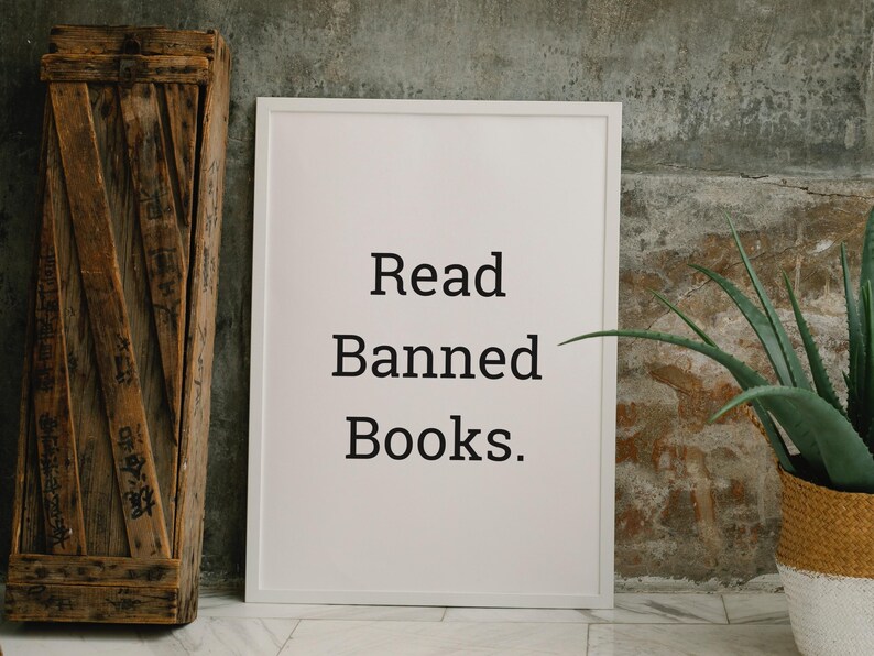 Read Banned Books Poster Printable, Bookish Wall Art, Library Quote ...