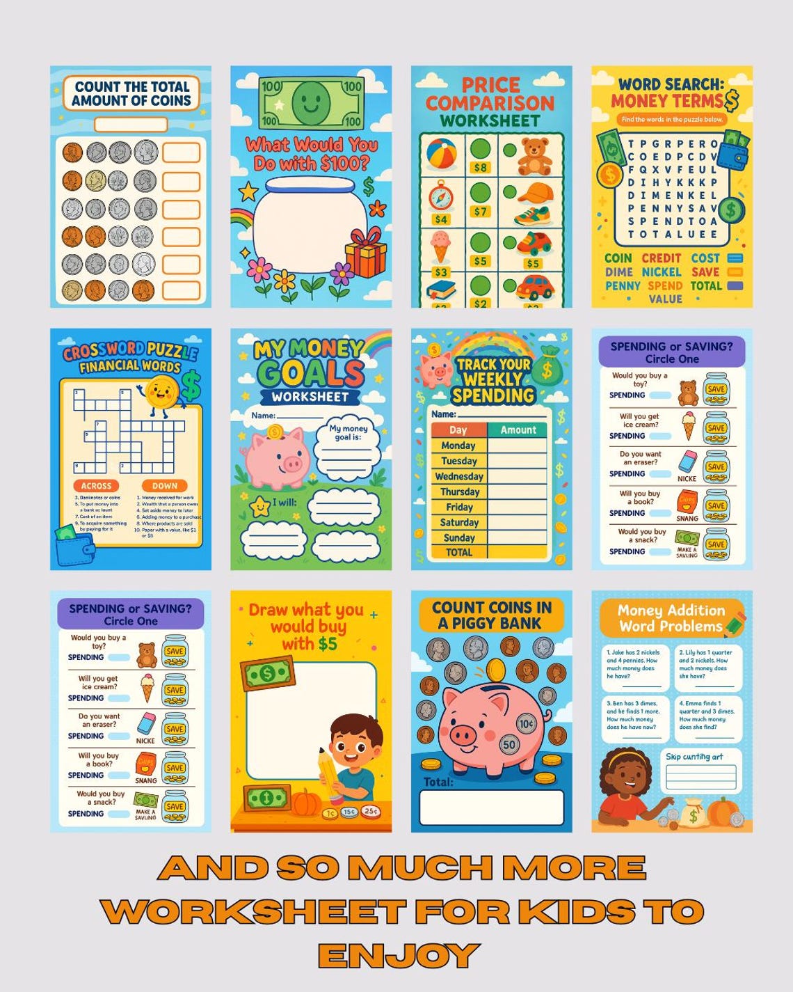 Money Worksheets for Kids | Financial Literacy Printable PDF - Etsy