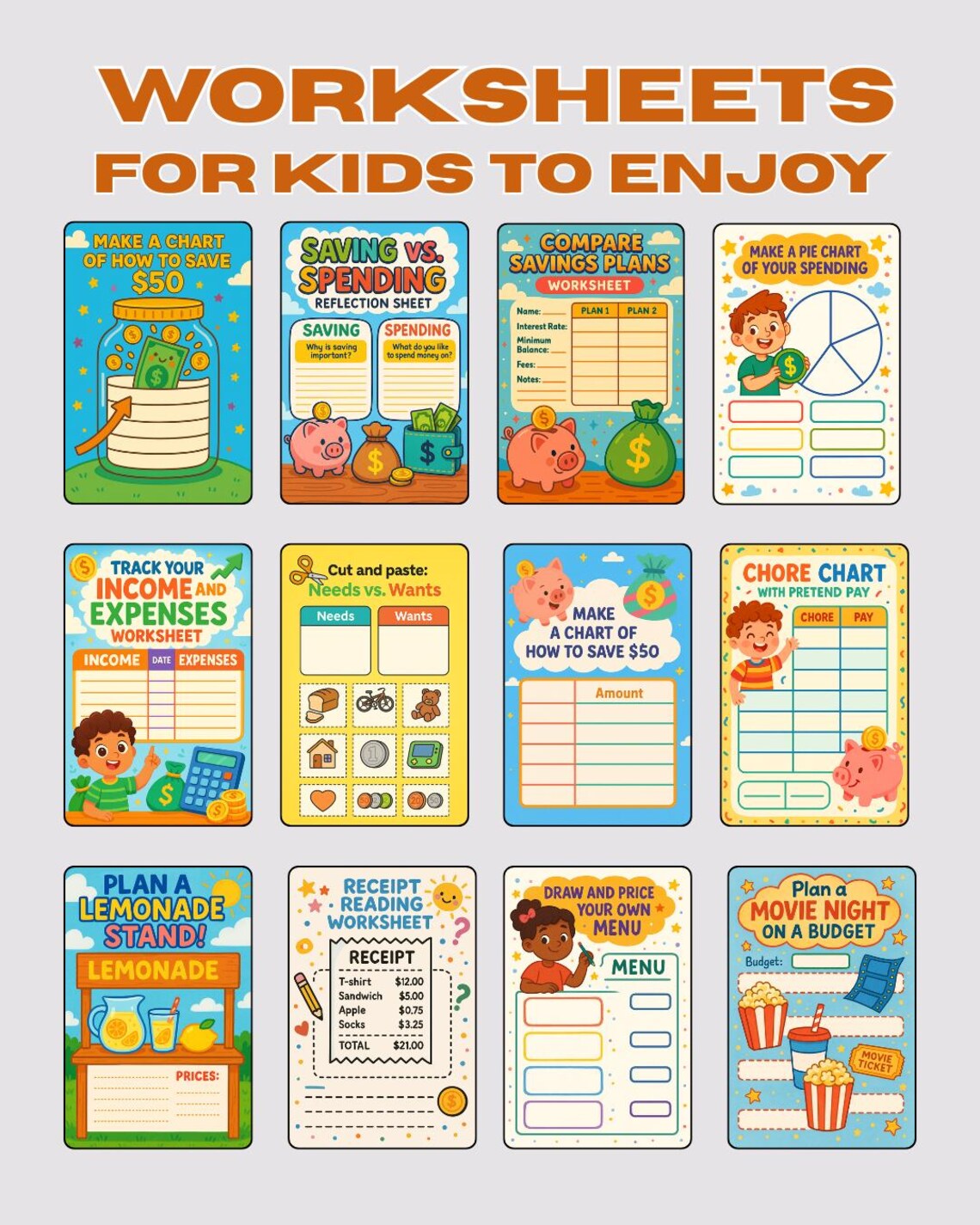 Money Worksheets for Kids | Financial Literacy Printable PDF - Etsy