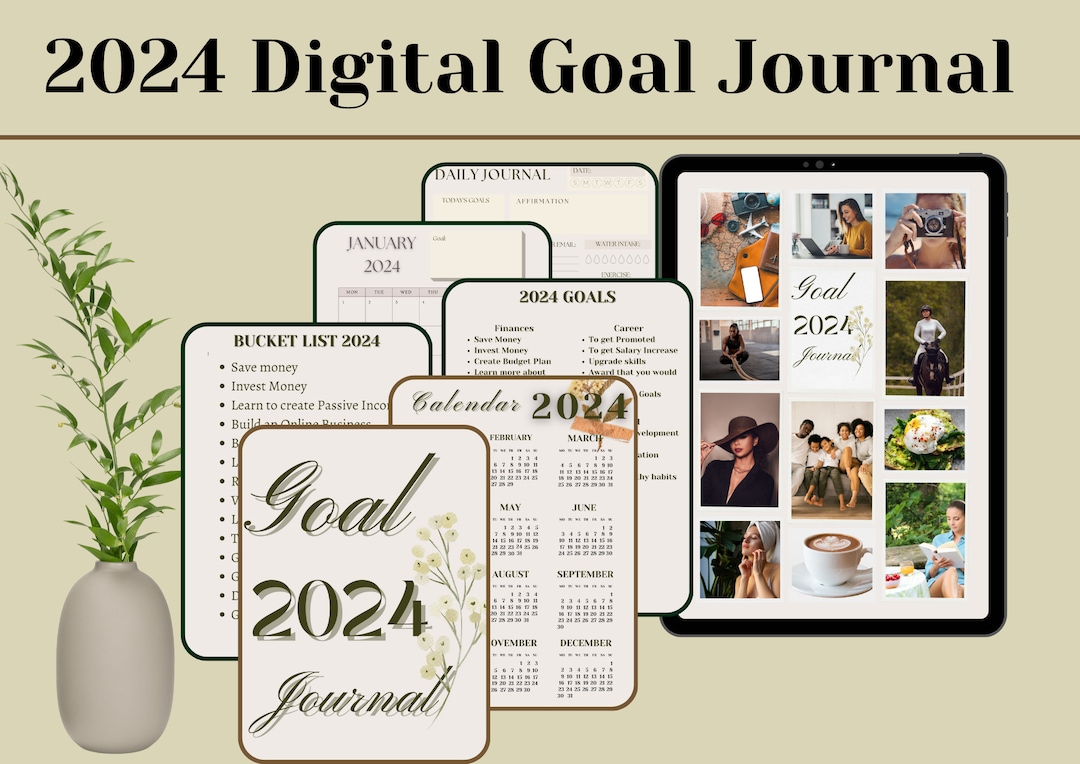 2024 Goal Journal Digital Printable Goal Planner Mindful Self-care ...