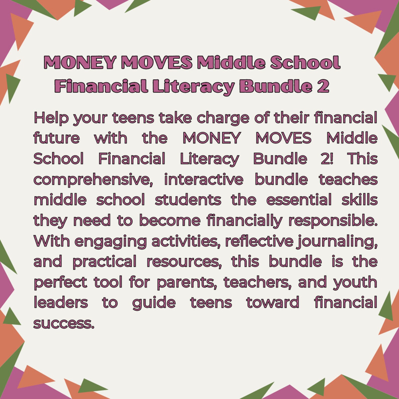 Money Moves Learning Bundle II | Middle School Financial Literacy ...