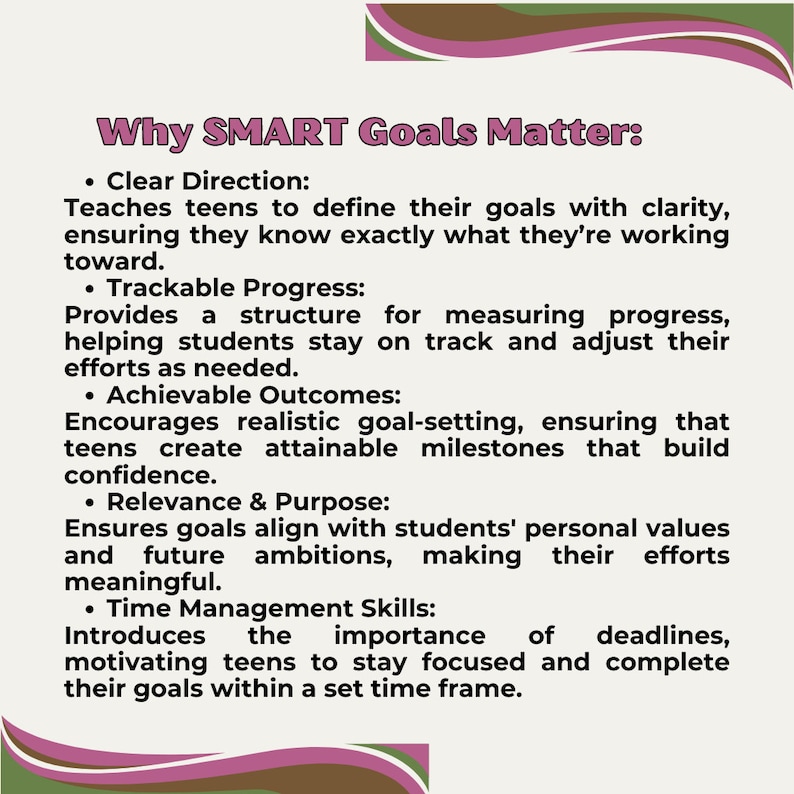 Middle School SMART Goals Worksheet | Goal Setting Printable PDF - Etsy