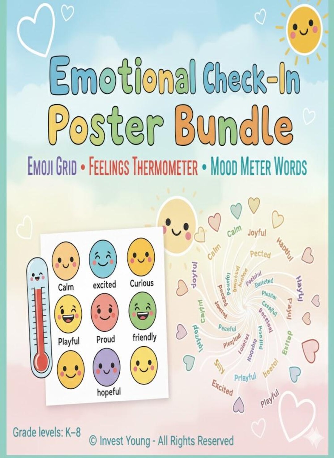 Emotional Check-in Poster Bundle | Kids Feelings Chart | Daily Mood ...