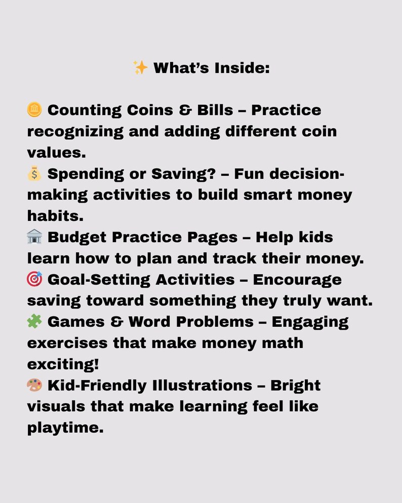 Money Worksheets for Kids | Financial Literacy Printable PDF - Etsy