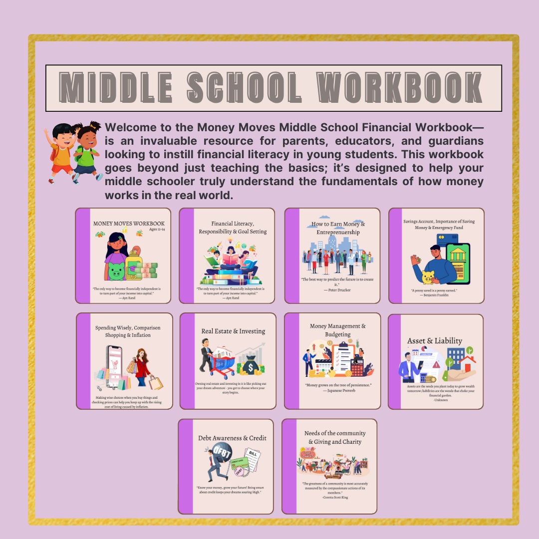 Middle School Financial Literacy Workbook | Money Skills Activity Book ...
