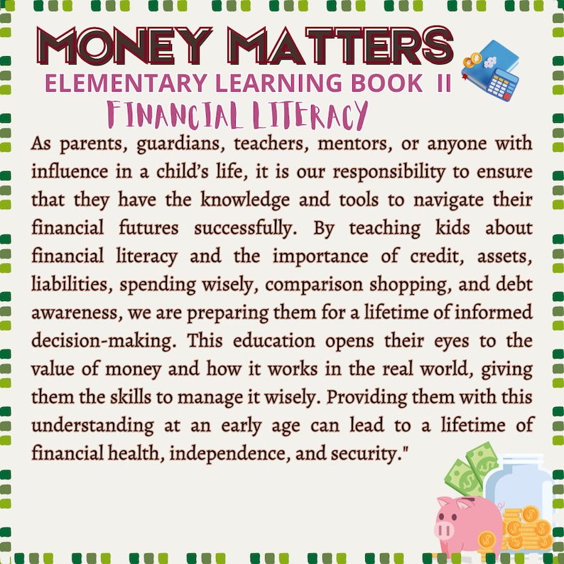 Financial Literacy Learning Book • Money Management for Kids (digital ...